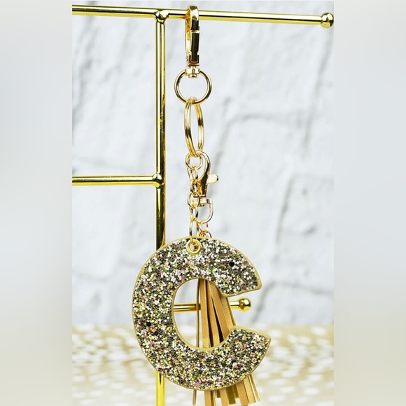 Accessories | Gold Glitter Letter C Keychain | Poshmark